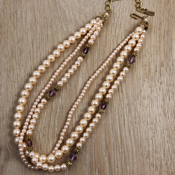 1928 Multi Strand Pearl Necklace Estate Beads Jewelry