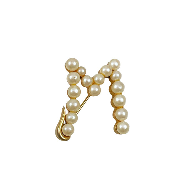 Marvella Pearl Initial M Brooch Vintage – Estate Beads & Jewelry