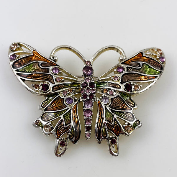 Monet Rhinestone & Enamel Butterfly Brooch – Estate Beads & Jewelry