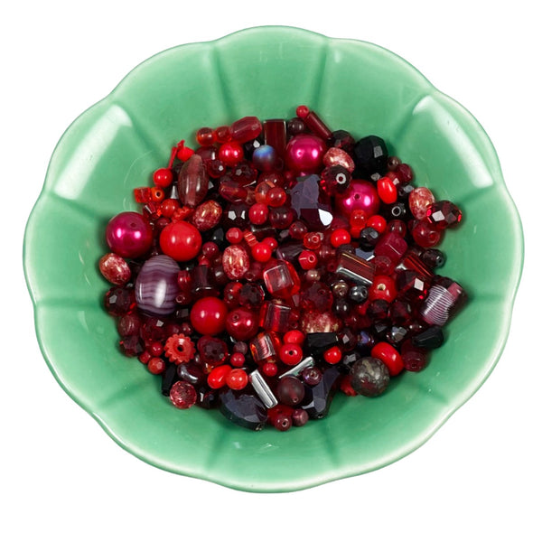 Vintage Red Glass Crystal Bead Mix - Estate Beads & Jewelry