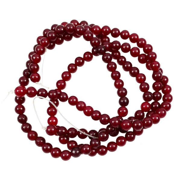 Red Jade Translucent Round Beads - Estate Beads & Jewelry
