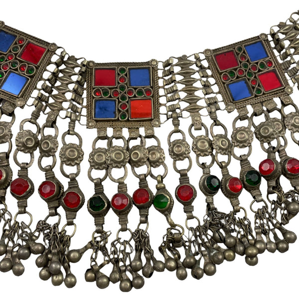Afghan Kuchi Gypsy Red Blue Collar Necklace Vintage - Estate Beads ...