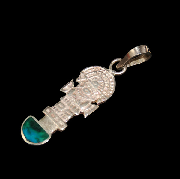 Mayan Chrysocolla Sterling Silver Charm – Estate Beads & Jewelry
