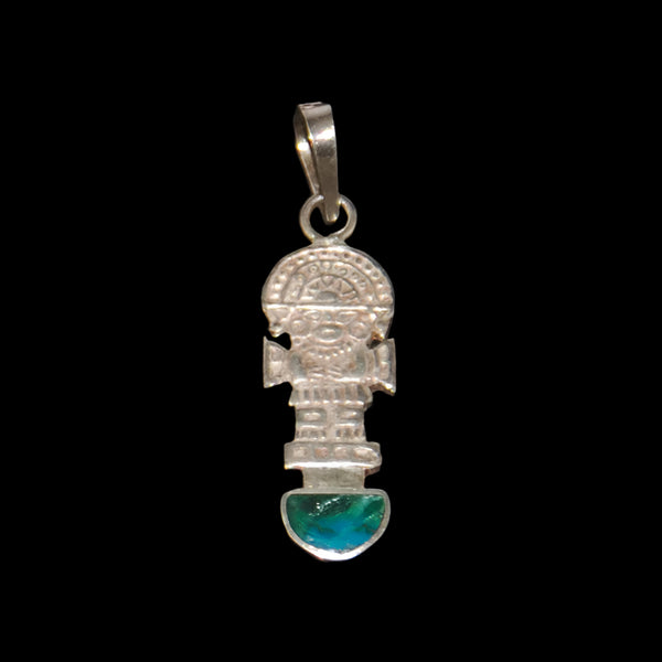 Mayan Chrysocolla Sterling Silver Charm – Estate Beads & Jewelry