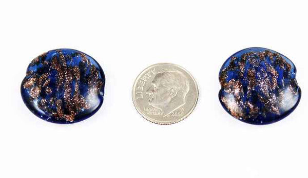 Blue Murano Glass Coin Beads - Vintage 22mm – Estate Beads & Jewelry