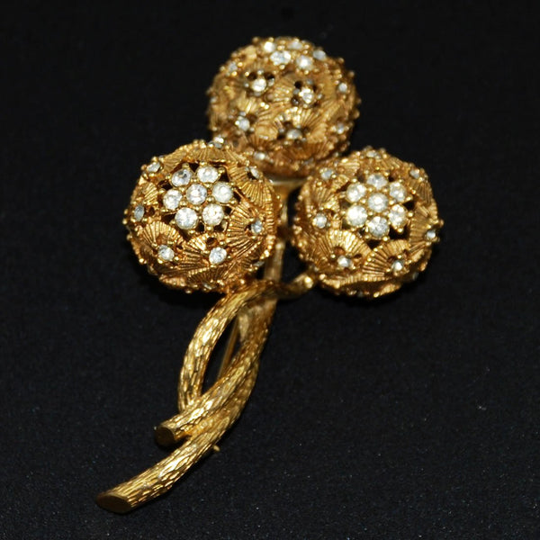 Ciner Gold Rhinestone Brooch Designer Signed Vintage – Estate Beads ...