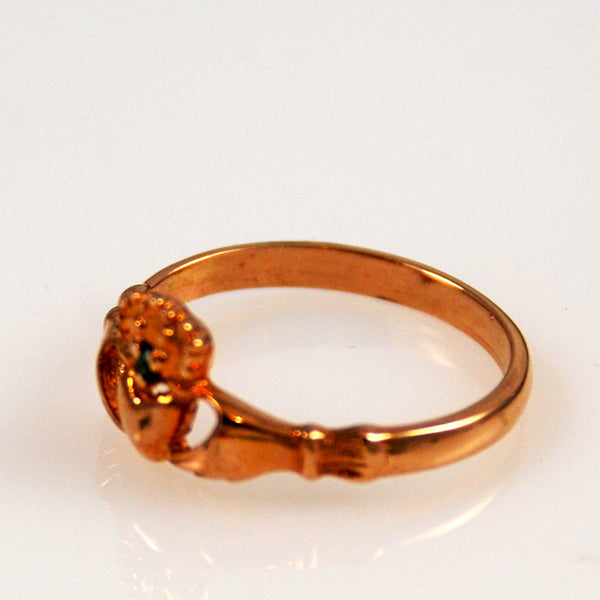 Antique Irish Claddagh Ring 10K Rose Gold & Emerald - Estate Beads ...