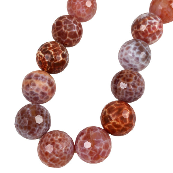 Fire Crackle Agate Faceted Round Beads 18mm - Estate Beads & Jewelry