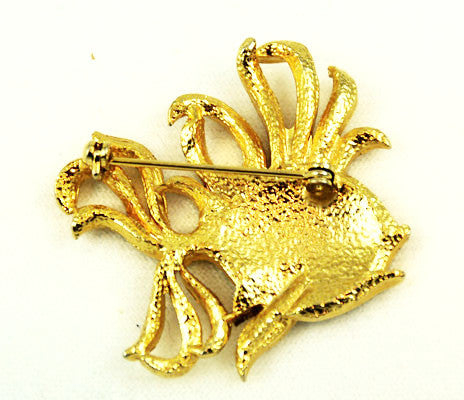 Navy Blue Enamel & Rhinestone Fish Pin Vintage - Estate Beads & Jewelry