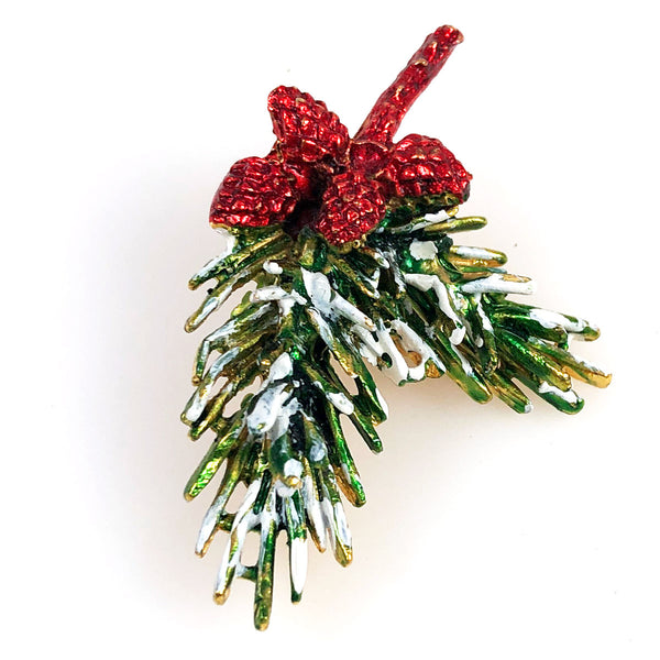 Snowy Holly Christmas Pin Vintage - Estate Beads & Jewelry