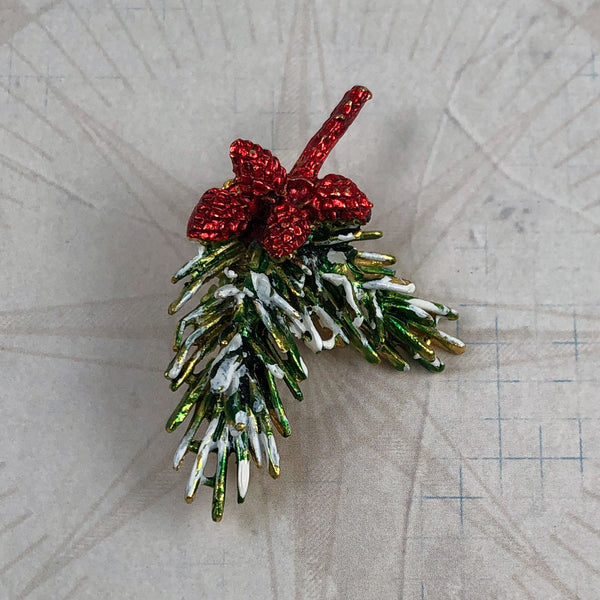 Snowy Holly Christmas Pin Vintage - Estate Beads & Jewelry
