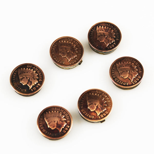 Indian Head Coin Button Covers or Cuff Links - Estate Beads & Jewelry