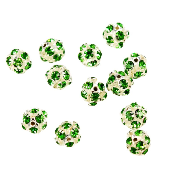 Swarovski 10mm Peridot Rhinestone Crystal Balls Silver – Estate Beads ...