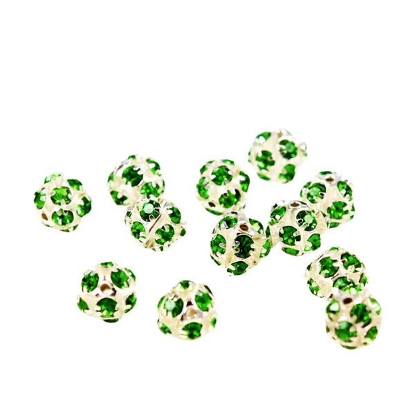 Swarovski 10mm Peridot Rhinestone Crystal Balls Silver – Estate Beads ...