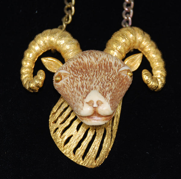 Razza Zodiac Aries Ram Necklace Vintage - Estate Beads & Jewelry