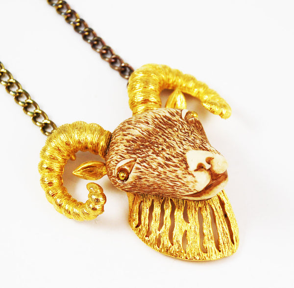 Razza Zodiac Aries Ram Necklace Vintage - Estate Beads & Jewelry