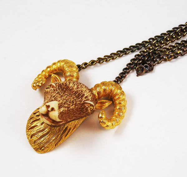 Razza Zodiac Aries Ram Necklace Vintage - Estate Beads & Jewelry