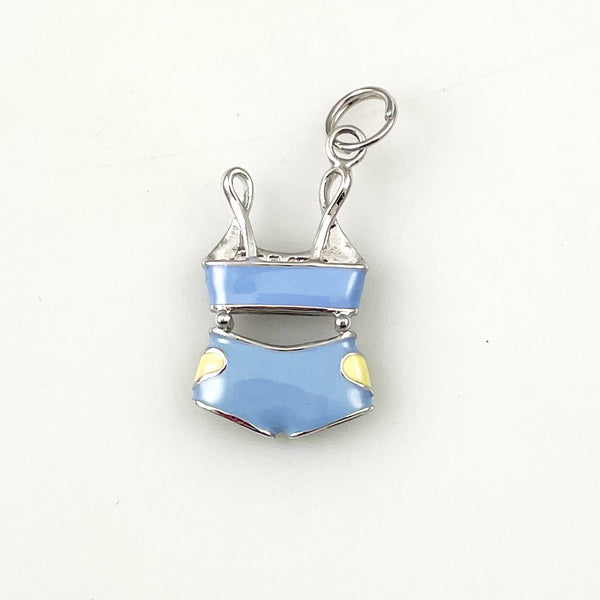 Sterling & Enamel Bathing Suit Charm - Estate Beads & Jewelry