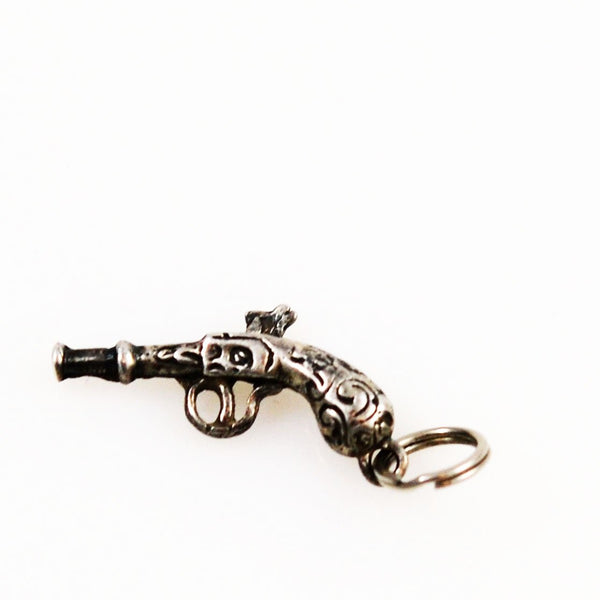 Sterling Silver Flintlock Pistol Charm - Estate Beads & Jewelry