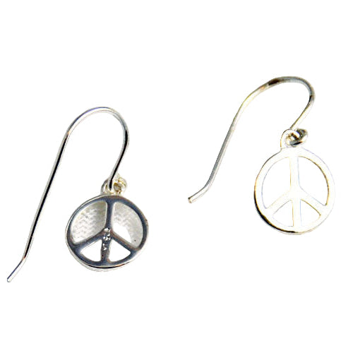 Sterling Silver Peace Sign Earrings Vintage - Estate Beads & Jewelry