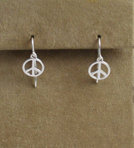 Sterling Silver Peace Sign Earrings Vintage - Estate Beads & Jewelry
