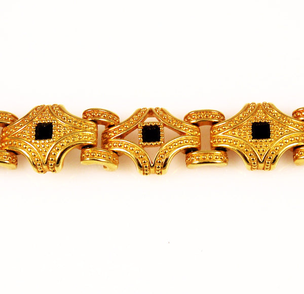 Swarovski Gold and Black Bracelet Vintage - Estate Beads & Jewelry