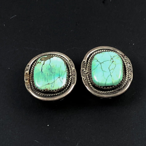 Turquoise & Sterling Button Covers Navajo - Estate Beads & Jewelry