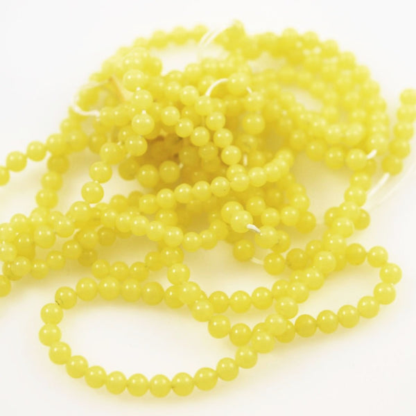 Yellow Glass Round Beads - 4mm Vintage (50) - Estate Beads & Jewelry